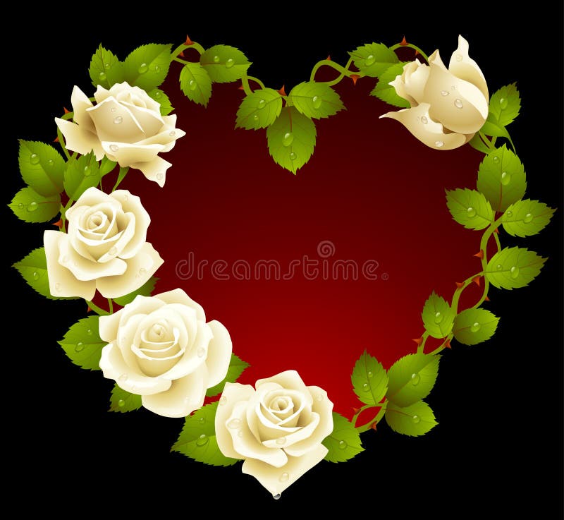 Three Roses in the Shape of Heart Stock Vector - Illustration of ...