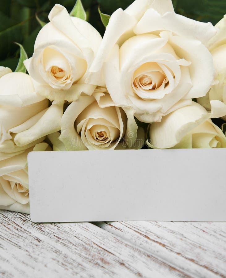 White roses with tag stock image. Image of anniversary - 84635771