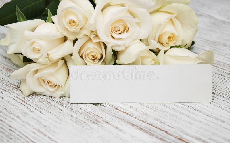 White roses with tag stock image. Image of anniversary - 84635771