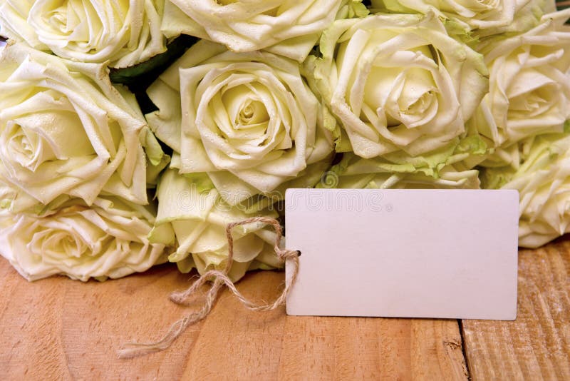 White Roses on Wooden Background. Stock Image - Image of macro, coupon ...