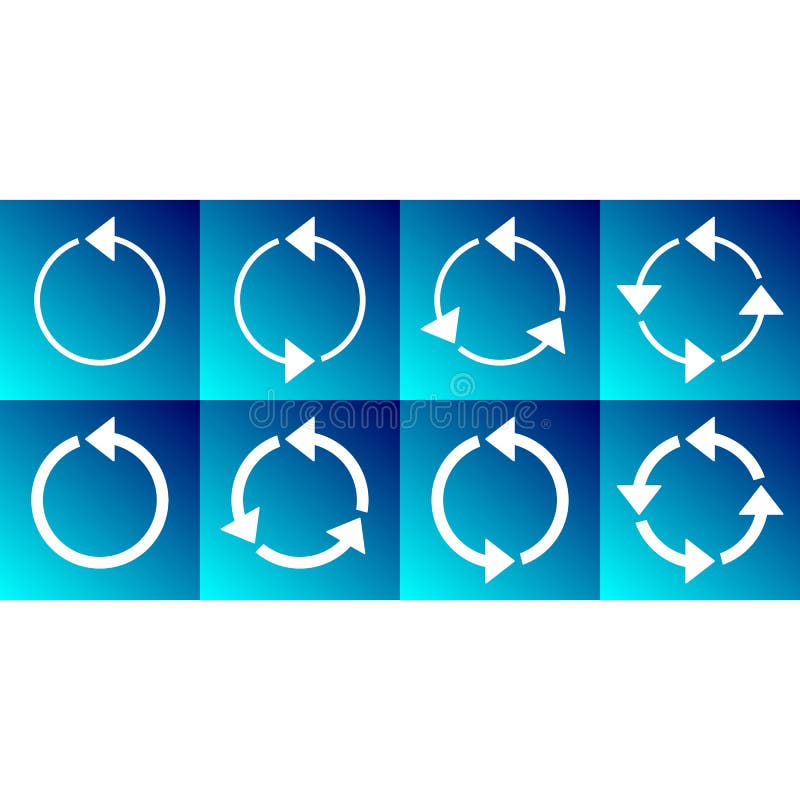 White Rotating Circle Arrows Collection Stock Vector - Illustration of ...