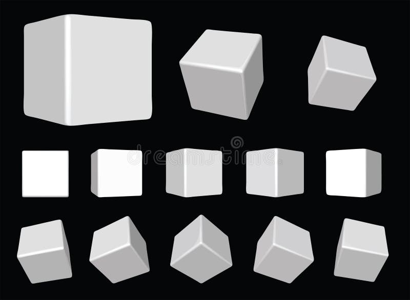 White Rotating Cubes VECTOR Stock Vector - Illustration of dimensional ...