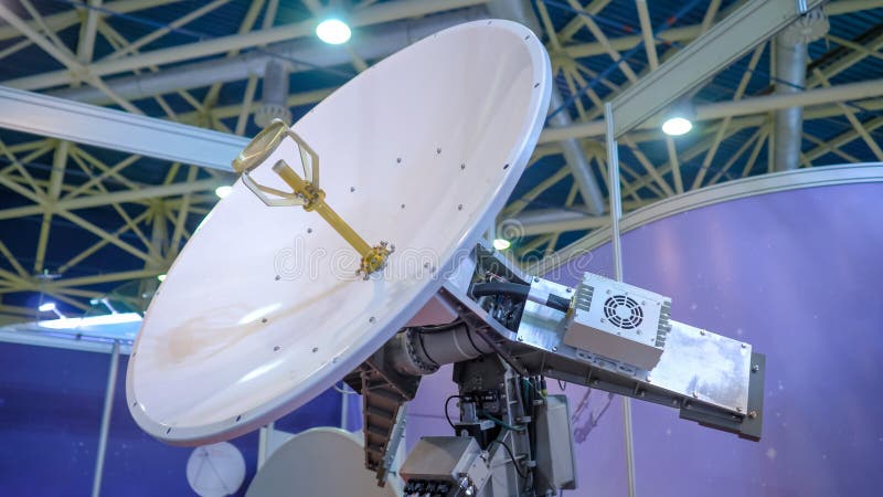 White Rotating Satellite Dish Antenna Using To Receive or Transmit ...