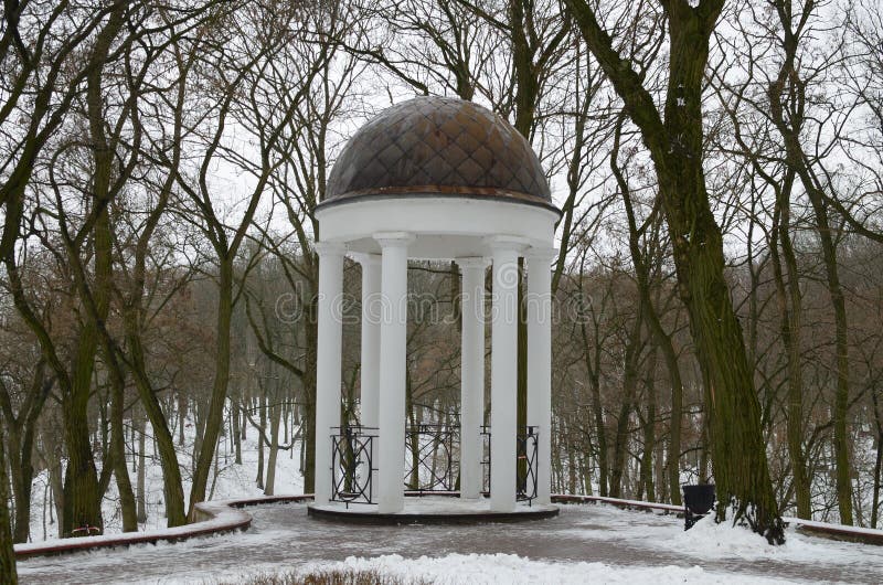 White rotunda in the Park. stock image. Image of roof - 83207855
