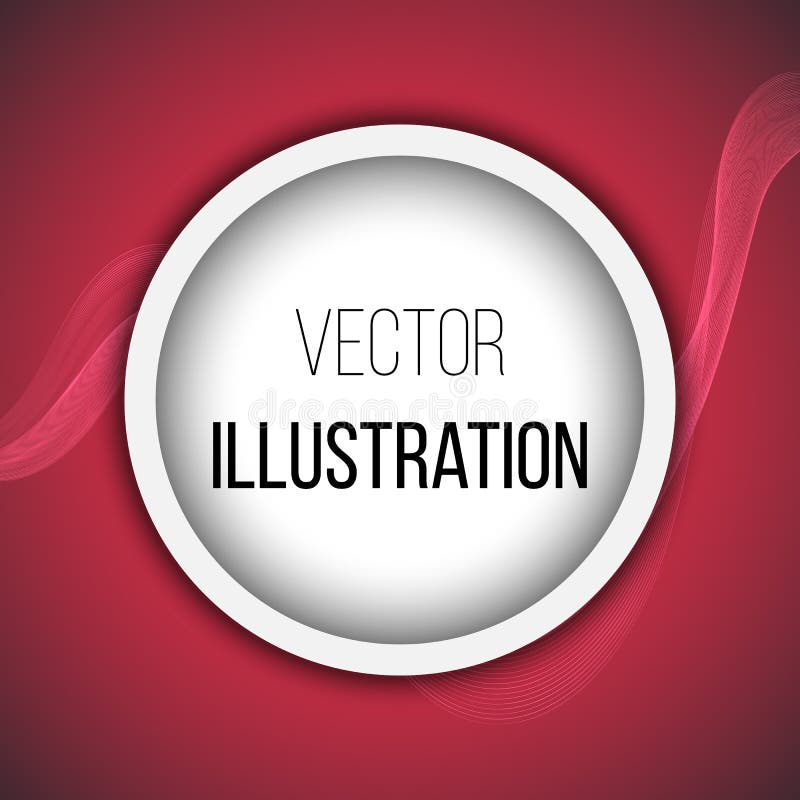 White Round Banner with Shadow on a Red Background with Waves. Vector ...