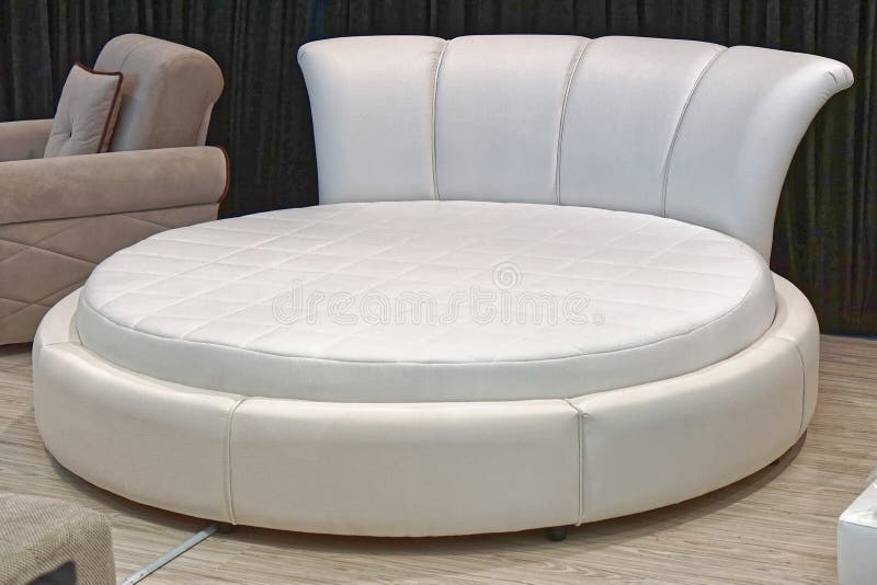White round bed stock image. Image of cosy, mattress - 194904665