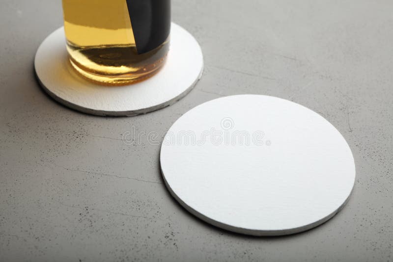 White Round Beer Coaster. Round Template Mockup Stock Photo - Image of ...