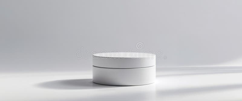White Round Box with Lid on Clean Background for Product Display Stock ...