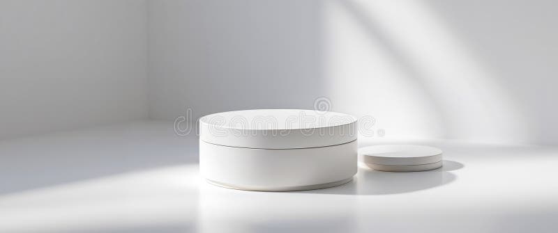 White Round Box with Lid on Clean Background for Product Display. Stock ...