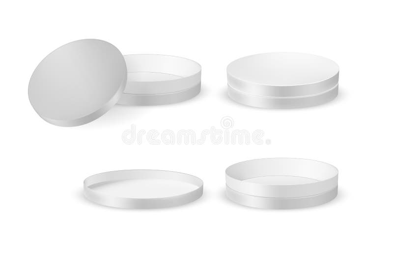 White Round Cardboard Box with Lid Stock Vector - Illustration of clean ...