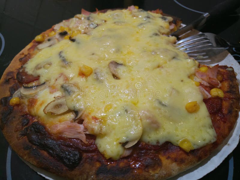 Cheesy Freshly Cooked Pizza Stock Image - Image of cardboard, freshly ...