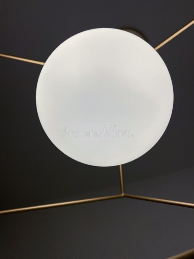 White Round Ceiling Lamp with Gold Metal Frame Stock Photo - Image of ...
