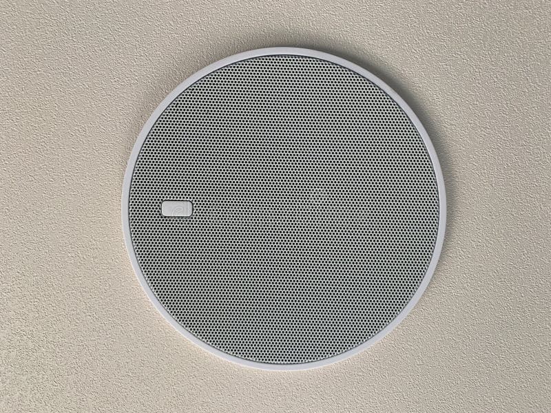 White Round Ceiling Speaker, White Plain Ceiling Stock Image - Image of ...