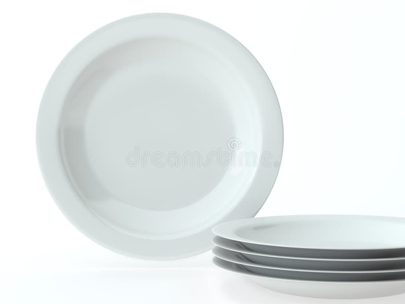 White Round Ceramic Dishes Set Stock Illustration - Illustration of ...