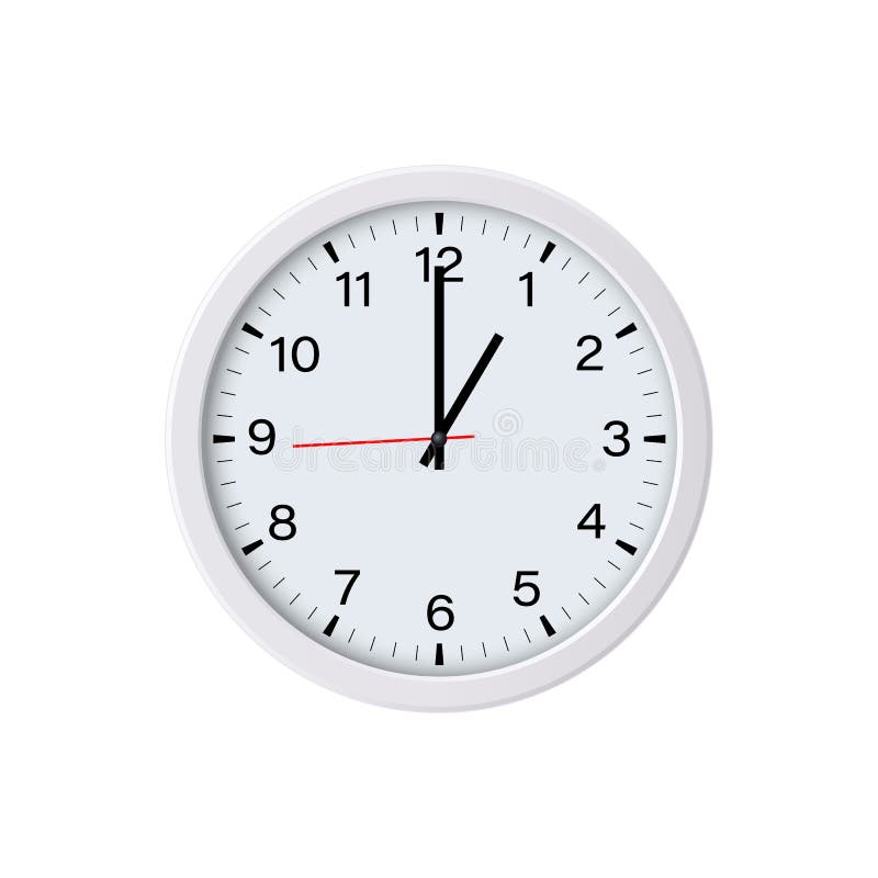 White Round Clock Showing One O`clock, Isolated Stock Illustration ...