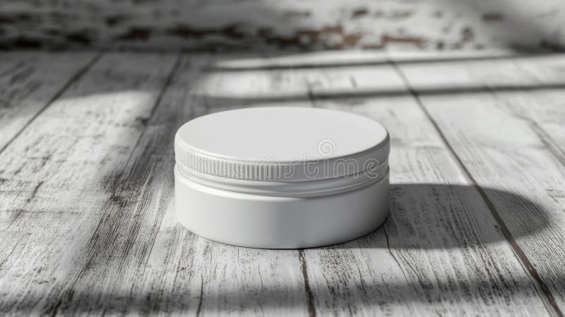 White Round Cosmetic Jar on Wooden Background Stock Illustration ...