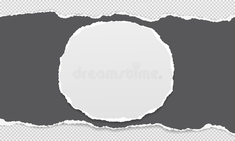 White Round and Dark Grey Torn Paper with Soft Shadow for Text or Ad ...