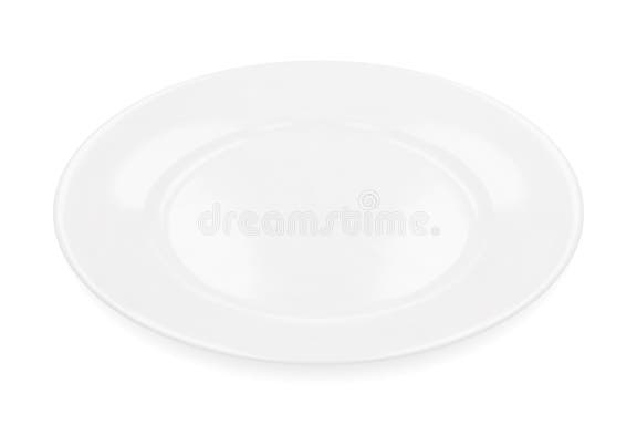 White Round Empty Plate Side View Isolated on White Background Stock ...