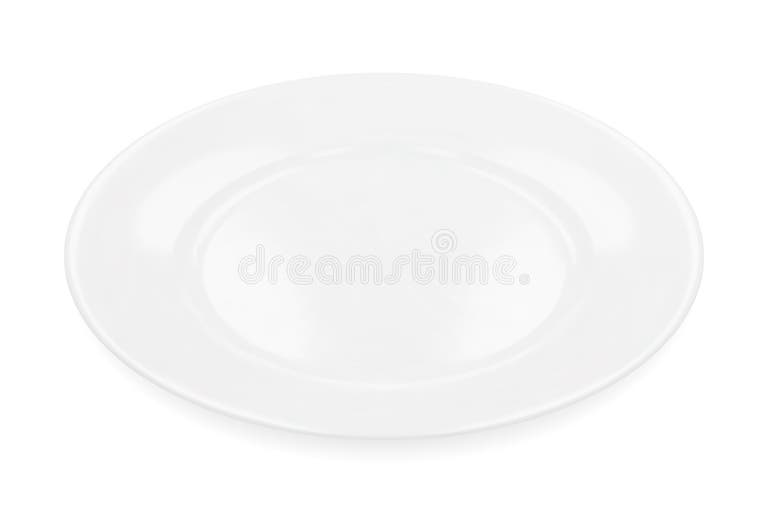 White Round Empty Plate Side View Isolated on White Background Stock ...