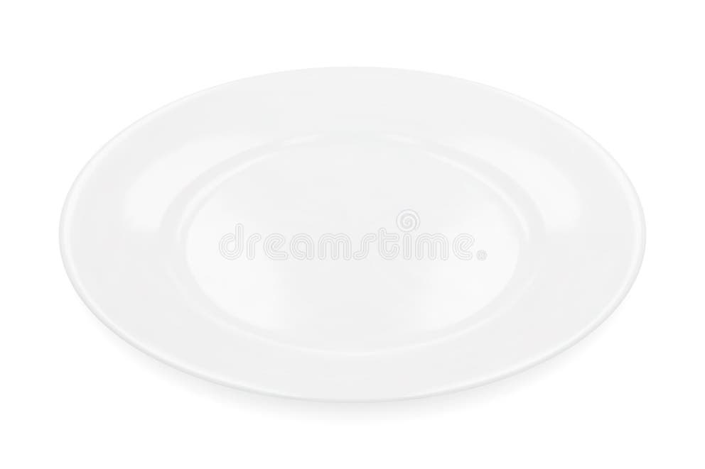 White Round Empty Plate Side View Isolated on White Background Stock ...