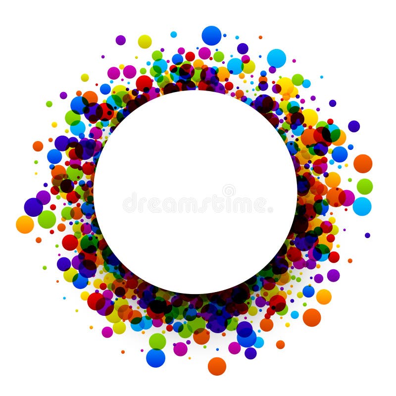 White Round Frame with Colorful Round Dots Confetti Stock Vector ...