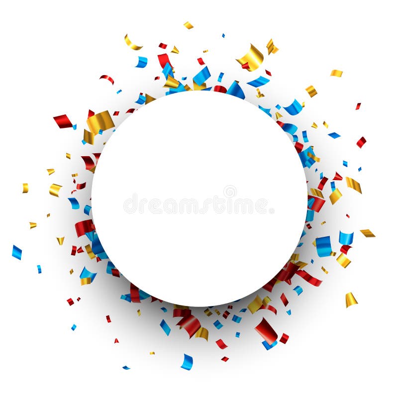 White Round Frame with Colorful Foil Confetti Stock Vector ...