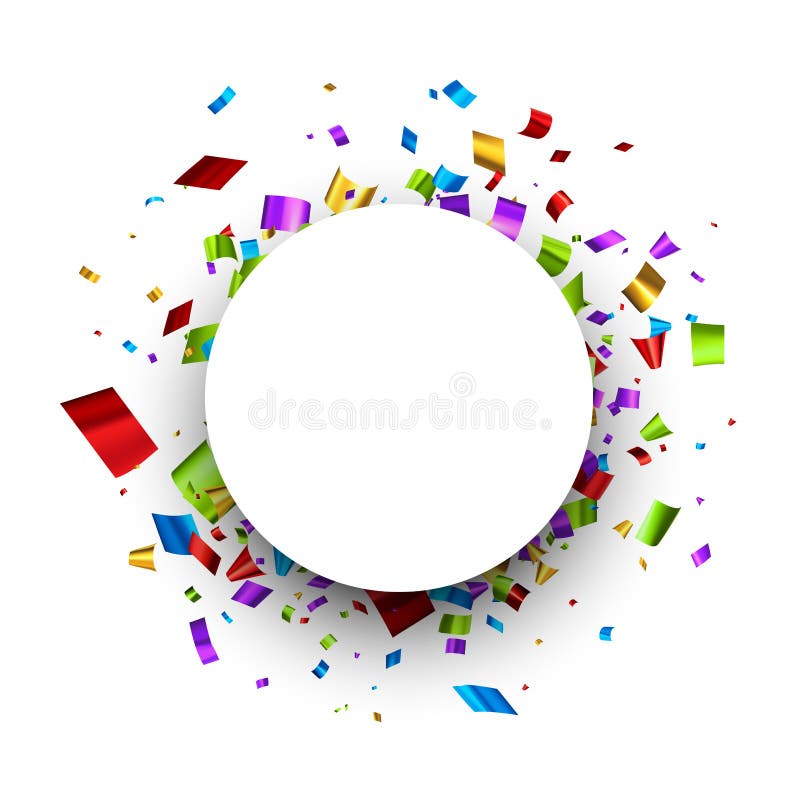 White Round Frame with Colorful Foil Confetti Stock Vector ...