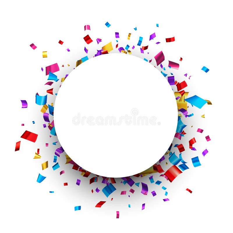 White Round Frame with Colorful Foil Confetti Stock Vector ...