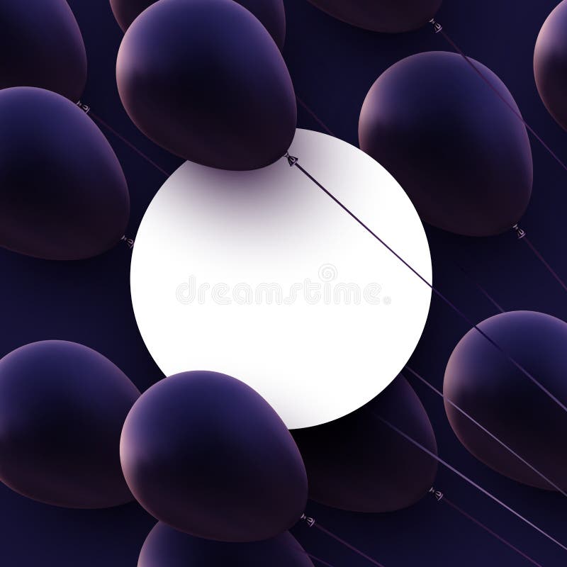 White Round Frame with Dark Matt Violet Balloons Stock Vector ...
