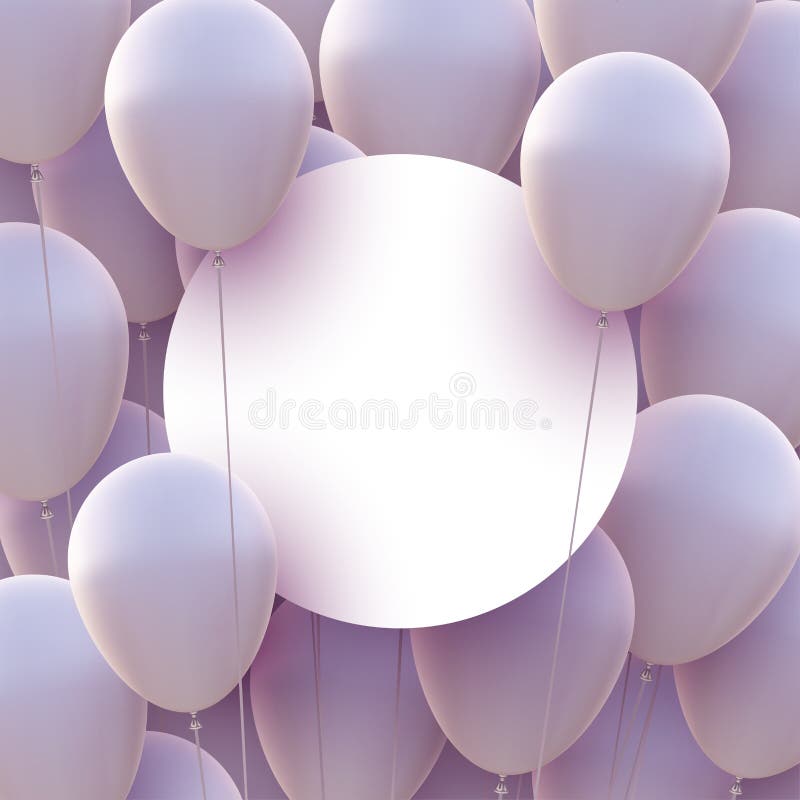 White Round Frame with White Matt Balloons Stock Vector - Illustration ...