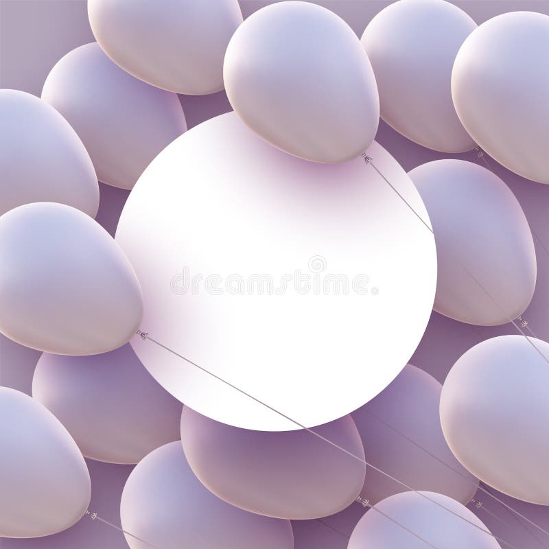 White Round Frame with White Matt Balloons Stock Vector - Illustration ...