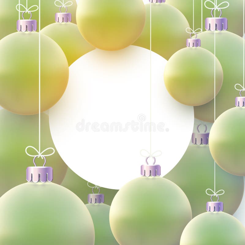 White Round Frame with Matt Light Green Christmas Balls Stock Vector ...