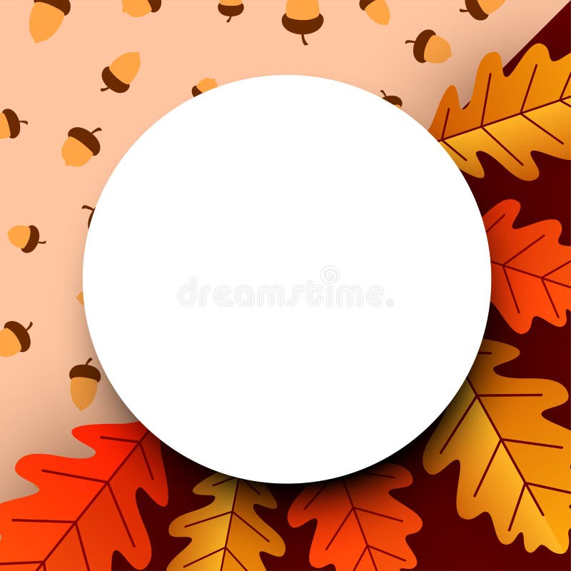 White Round Frame with Oak Leaves and Acorns Stock Vector ...