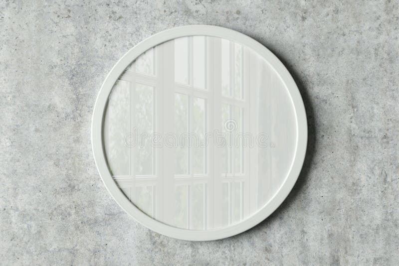 White Round Frame Poster Mock Up on the Concrete Wall Stock ...