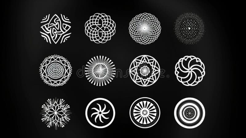 White Round Geometric Icons Stock Illustration - Illustration of ...