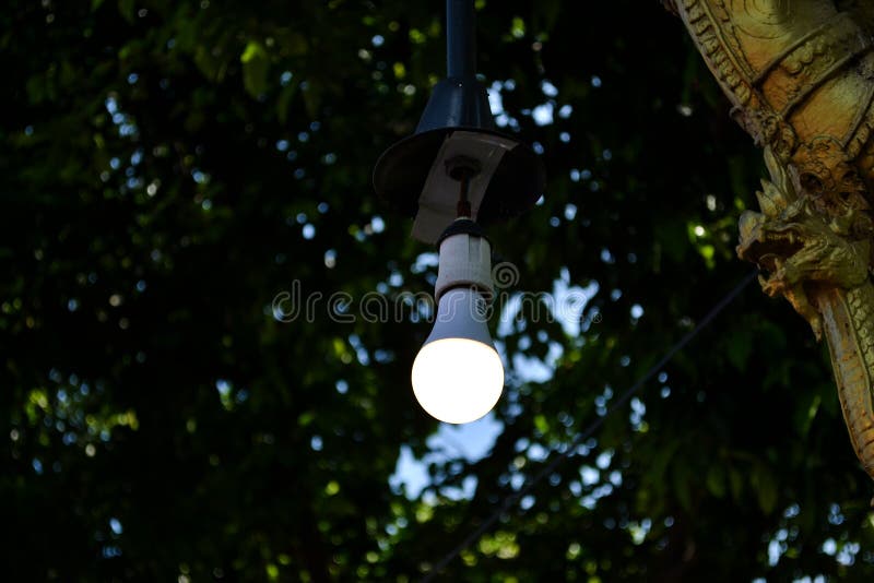Lamp Post in Public Park with Multi-color Flags and Trees Stock Image ...