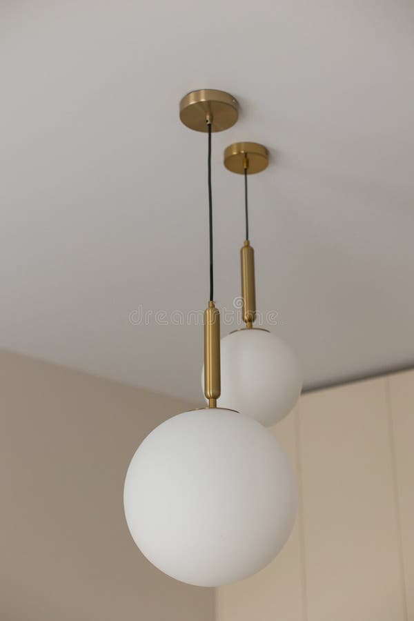 A White Round Light Bulb in a Modern Interior of a House Room Stock ...