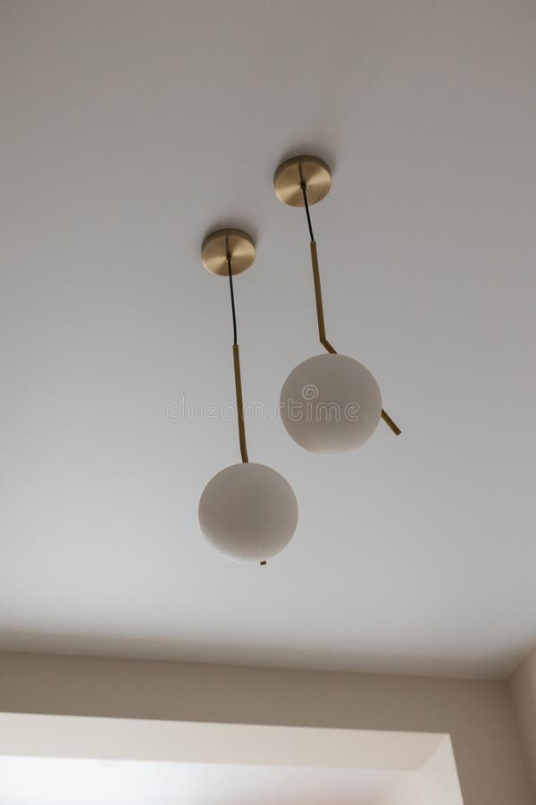 A White Round Light Bulb in a Modern Interior of a House Room Stock ...