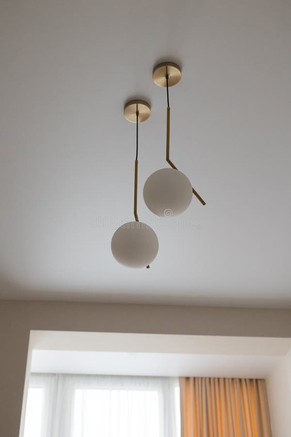 A White Round Light Bulb in a Modern Interior of a House Room Stock ...