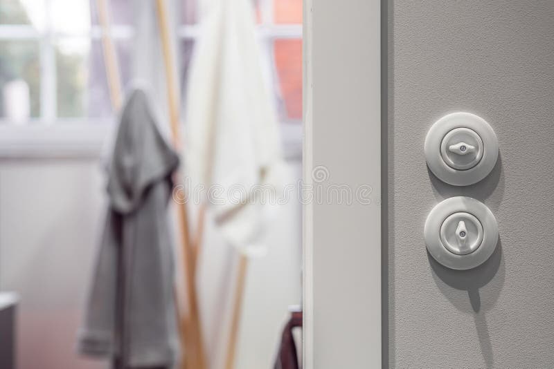 White round light switch stock photo. Image of interior - 81898258