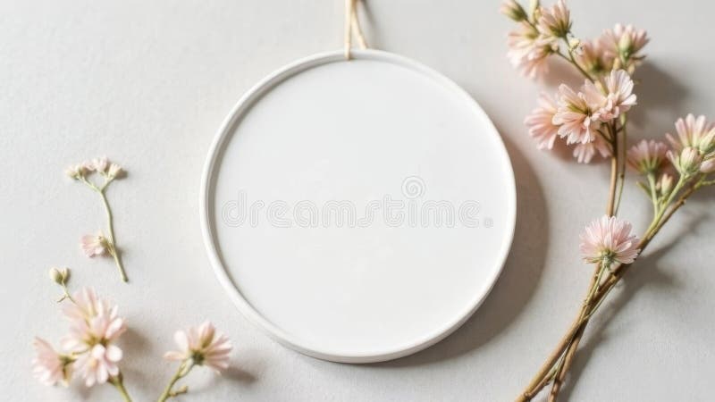 White Round Logo Mockup on White Background Stock Photo - Image of ...