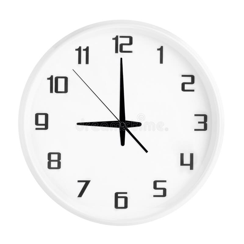 White Round Office Clock Showing Nine O`clock Isolated on White ...