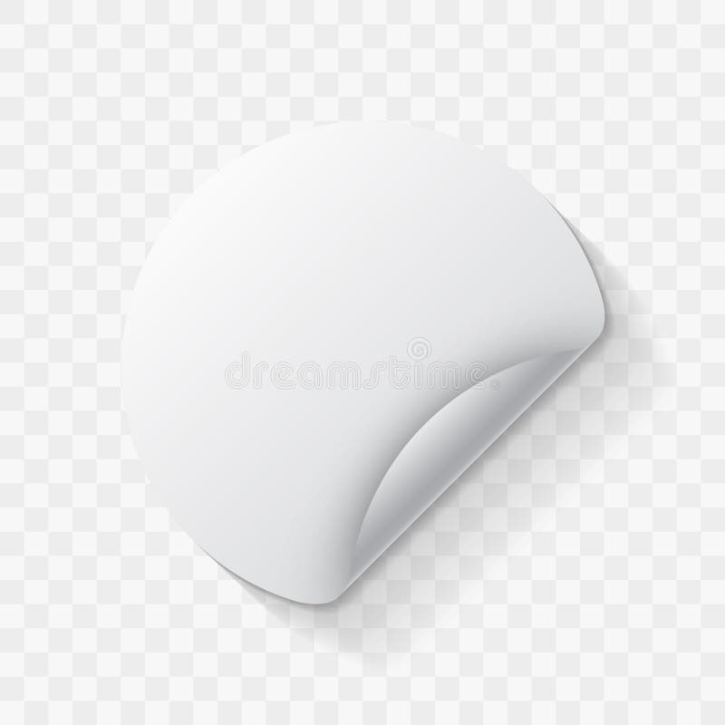 Round Paper Adhesive Sticker Mockup with Curved Corner and Flat Shadow ...