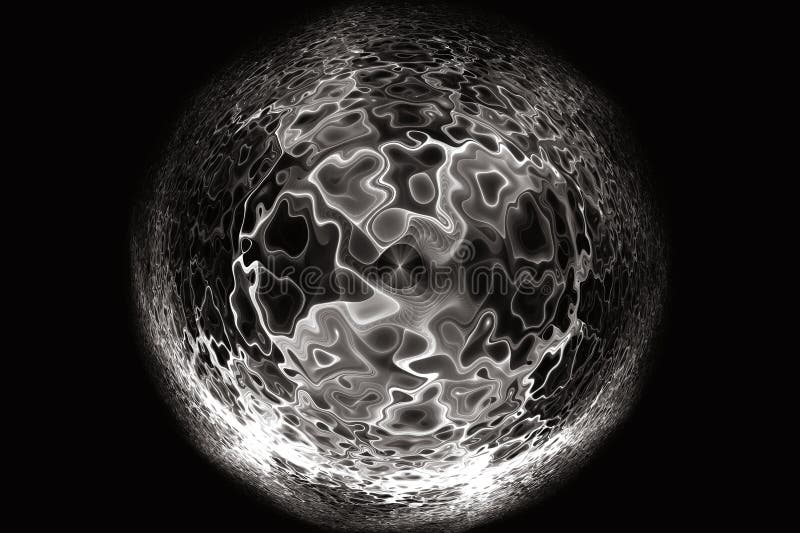 White Round Pattern of Crooked Waves on a Black Background. Stock ...