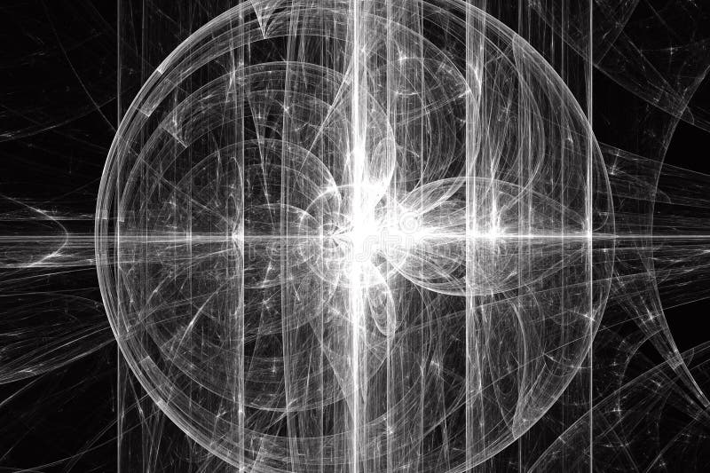 White Round Pattern of Crooked Waves and Rays on a Black Background ...