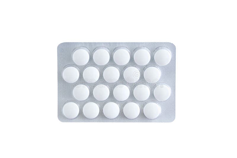 White Round Pills Pack. White Isolate Close-up Stock Photo - Image of ...