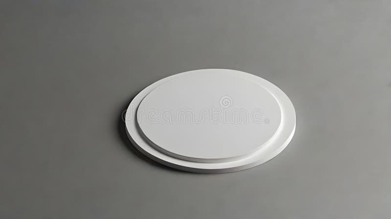 White Round Plate on a Grey Surface Stock Illustration - Illustration ...