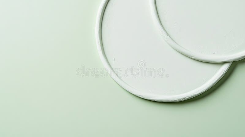 White Round Plates on Sage Green Background Stock Illustration ...