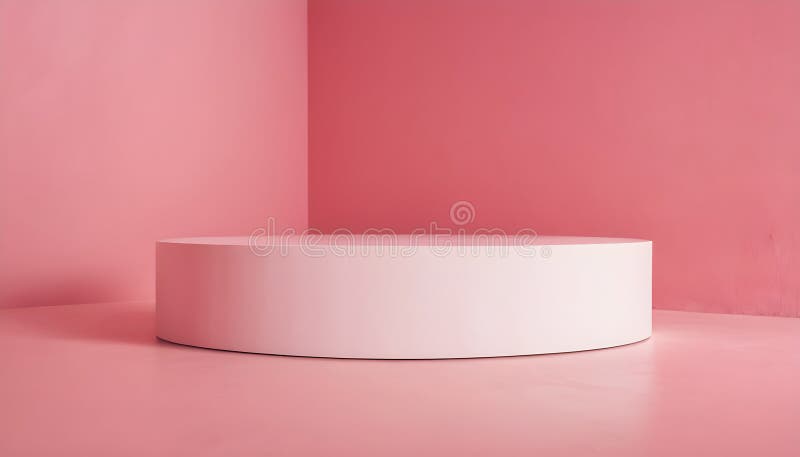 A White Round Platform Table in Front of a Pink Wall Stock Illustration ...