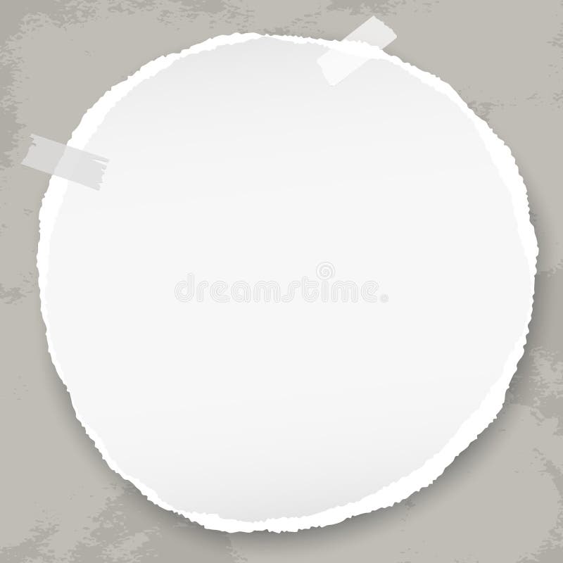 White Round Ripped Paper with Shadow for Text or Message on Grunge ...